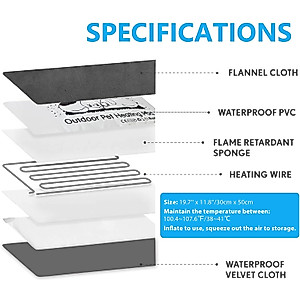 2023 New Outdoor Pet Heating Pad for Cat Dog, Heated Cat Mat Dog Mat with Auto Temperature, Pet Warming Pad Heated Cats Dogs House Heat Pet Cat Bed (S: 19.7'' x 11.8'', Gray)