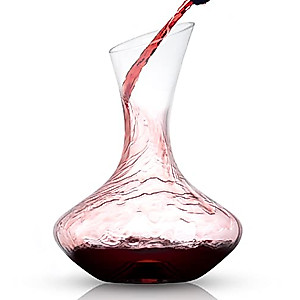 JoyJolt Lancia Wine Decanter Crystal Wine Aerator Handmade Base Glass Pitcher Ultra Elegant Design Easy Pour Slanted Spout for Wine 1200ml (40 fl.oz)
