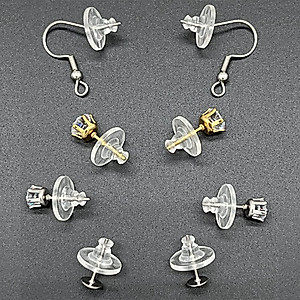 Bullet Clutch Earring Backs with Pad,150Pcs Clear Rubber Earring Backs Silicone Earring Backs with Pad