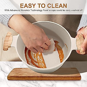 Bobikuke 10 Pcs Nonstick Cookware Set, Non Stick Pots and Pans Set with Lid, Kitchen Cookware Sets for Cooking with Cool Handle, Compatible with All Stovetops, PFOA free (White)