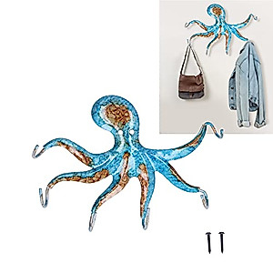 Octopus Key Holder, Unique Shape Iron Octopus Hook,Metal Hooks Wall Mounted Iron Octopus Hook,Space Saving Metal Hooks for Bedroom Bathroom Kitchen, Octopus Key Holder, Unique Shape Iron Octopus