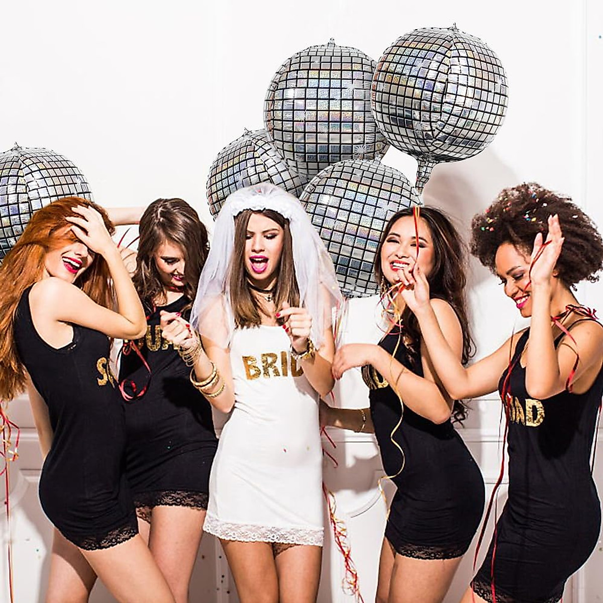 6 PCS Disco Ball Balloons Silver Disco Balloons 22 Inch Large 4D Round Metallic Mylar Foil Disco Balloons Party Supply Decorations for 70s 80s 90s Disco Themed Party Birthday Bachelorette Party