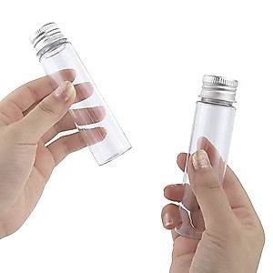 DEPEPE 30pcs 50ml Clear Flat Plastic Test Tubes with Screw Caps, 28×108mm Tubes for Candy and Beads Storage, Scientific Experiments