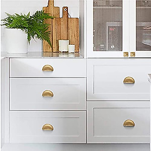 YHBZ Modern Door Handle,Gold Shell Handles,76mm/3in Metal Kitchen Cupboard Cabinet Knobs,Zinc Alloy Drawer Pulls,2Pcs Double Hole with Screws,Holedistance76mm