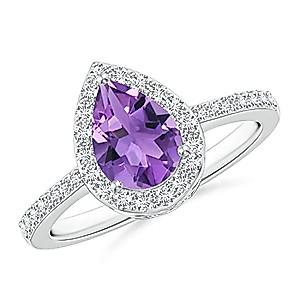 Carillon Pear Amethyst 1.50 Ctw Natural Gemstone 925 Sterling Silver Women Valentine Day Ring Jewelry GIFT FOR HER (Sterling Silver, 8)