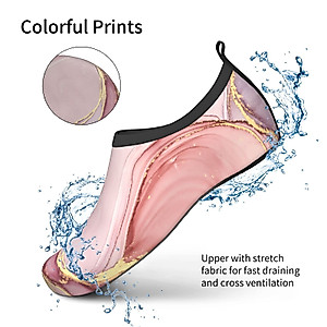 Non-Slip Water Shoes Quick-Dry Aqua Socks Barefoot Shoes for Beach Surf-Color Marble Paint Pink Gold Splash