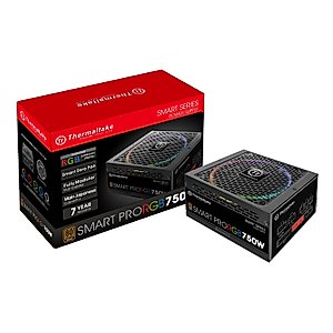 Thermaltake Smart Pro RGB 750W 80+ Bronze Smart Zero 256-Color RGB Fan Fully Modular ATX 12V 2.4/EPS 12V 2.92 Power Supply 7 YR Warranty PS-SPR-0750FPCBUS-R
