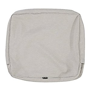 Classic Accessories Montlake FadeSafe Water-Resistant 25 x 22 x 4 Inch Outdoor Back Cushion Slip Cover, Patio Furniture Cushion Cover, Heather Grey, Patio Furniture Cushion Covers