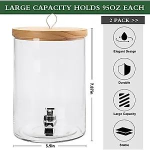 2 Pack Laundry Detergent Dispenser Glass Liquid Laundry Detergent Dispenser with Spout Laundry soap Dispenser with Labels Fabric Softener Dispenser