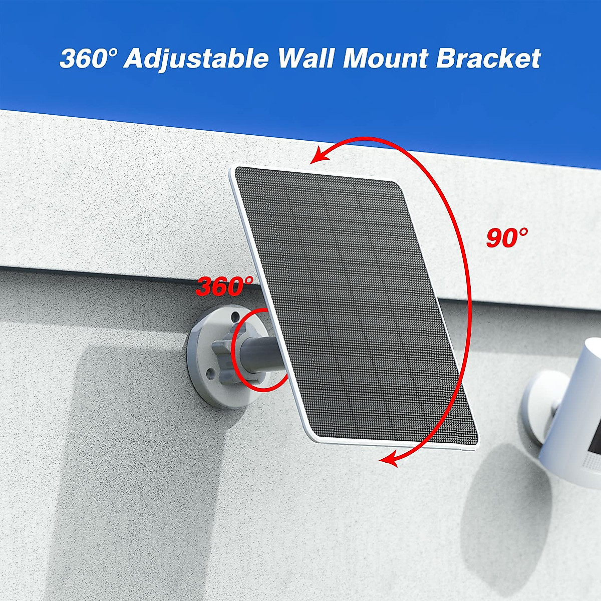 Solar Panel Charger for Ring Camera, 5W Solar Panel Compatible with Ring Spotlight Camera Battery and Stick Up Cam Battery, Adjustable Mounting Bracket, IP65 Waterproof(Pack of 2)