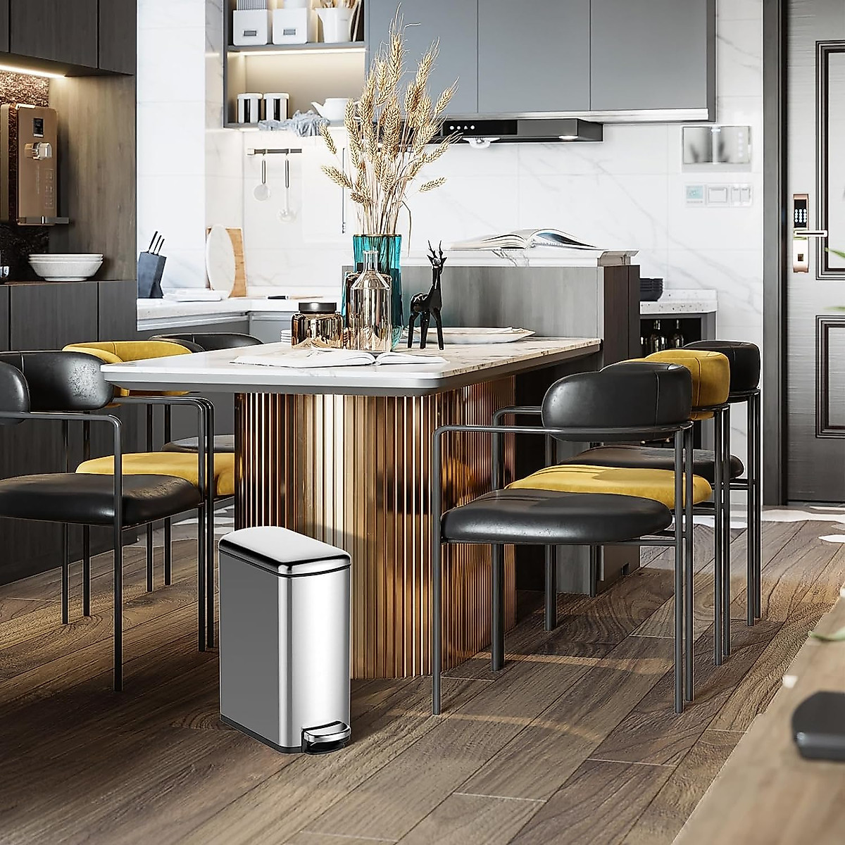 TrailBlaze Kitchen Trash Can Set, 13.2 Gal & 2.11 Gal Stainless Steel Waste Bins, Soft-Close Lid, Step-on Garbage Bin for Kitchen, Office, Bathroom