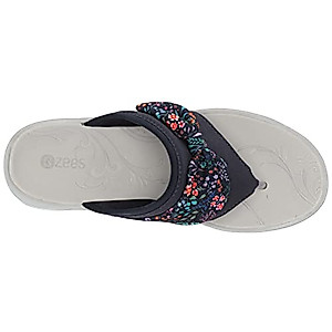 BZees Women's Dancing Queen Wedge Sandal, Navy Ditsy Floral Print, 8