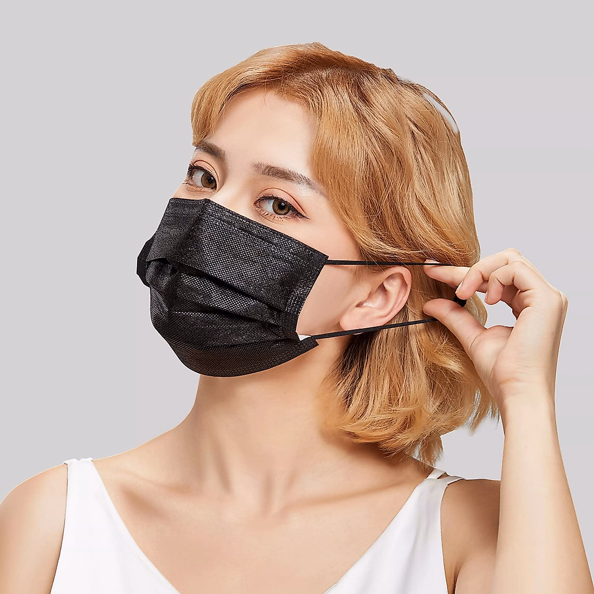 Surgipack MFCRERO Black Disposable Protective Mask - Pack of 50, Earloops & Adjustable for Daily Use - Non-Woven Face Masks from Healthy Supplies