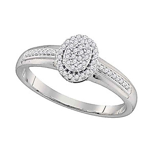 The Diamond Deal 10kt White Gold Womens Round Diamond Cluster Bridal Wedding Engagement Ring 1/6 Cttw