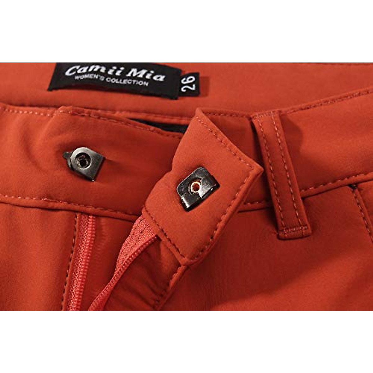 Camii Mia-Fleece-Lined-Hiking-Pants-Women-Waterproof Winter Pants Ski Snow Windproof Lightweight Slim Warm (32W x 30L, Orange)