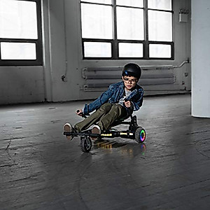 Jetson JetKart 2.0 Universal Hoverboard Attachment, 6" Tire, Bucket Seat, Adjustable Footrest Accommodates Most Heights, Ages 12+, Black, JKAR20-BK