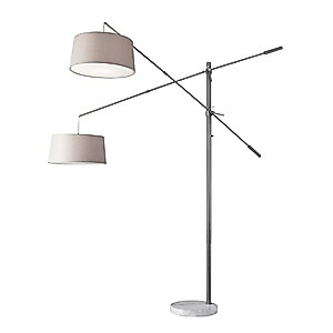 Adesso 5275-22 Manhattan Two-Arm Arc Lamp, 78-102 in., 2 x 150W Incandescent/ 13W CFL, Brushed Steel, 1 Floor Lamp