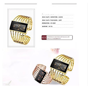 SENRUD Fashion Cuff Bracelet Watches for Women Luxury Rectangular Dial Analog Quartz Wrist Watch Gifts for Ladies (Gold Black)