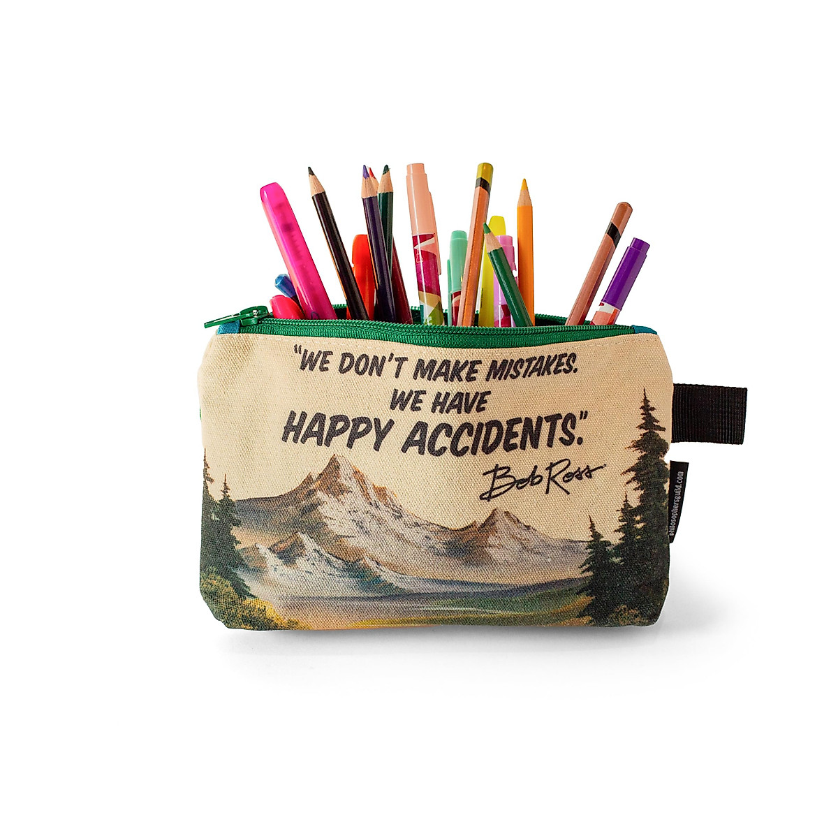 Bob Ross Bag - 9" Canvas Zipper Pouch for Pencils, Tools, Cosmetics, Toiletries and More