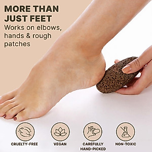 Pumice Stone for Feet - Natural Lava Stone Foot Exfoliator, Callus Remove for Feet, Hands & Dead Skin, Foot Scrubber for Pedicure & Cracked Heels, Strong & Durable Design for Smooth & Soft Feets