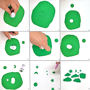 Gobaker 15pcs Fondant Cake Cookie Plunger Cutter Cloud Heart Star Round Shape Sugarcraft Mold Polymer Clay Decorating DIY Tools