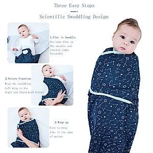 insular Swaddle Blanket, Baby Swaddle Wrap for Newborn and Infant, Adjustable Swaddle Set for Boy and Girl, Soft Cotton Sleep Sack 3 Pack Small(0-3 Month), Space