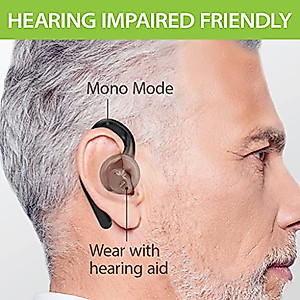 Avantree TWS116 - Open-Ear Wireless Headphones & Charging Dock with Surroundings Awareness, Mono & Stereo Modes, and Secure Nonadjustable Earhooks