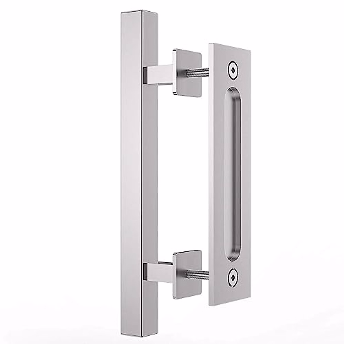 ROOMTEC 10" Barn Door Handles, Sliding barn Door Pull Handle, No Gap Flat Plate Design- Heavy Duty- Square- Easy to Install