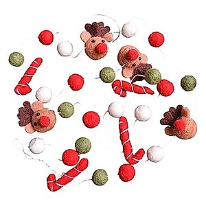 Garneck 1 String Christmas Felt Ball Skewers Christmas Party Favors Gifts Fireplace Pom Pom Banner Felt Ball Garlands Home Decorations Christmas Tree Decorations Christmas Ornaments Elk