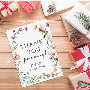 Baby Shower/Bridal Shower/Wedding Decoration Sign- Thank You For Coming Please Take One, Baby Shower Decorations, Floral Sign for Baby Shower, Pink Flower Baby Shower (8 x 11 inch) BSS05
