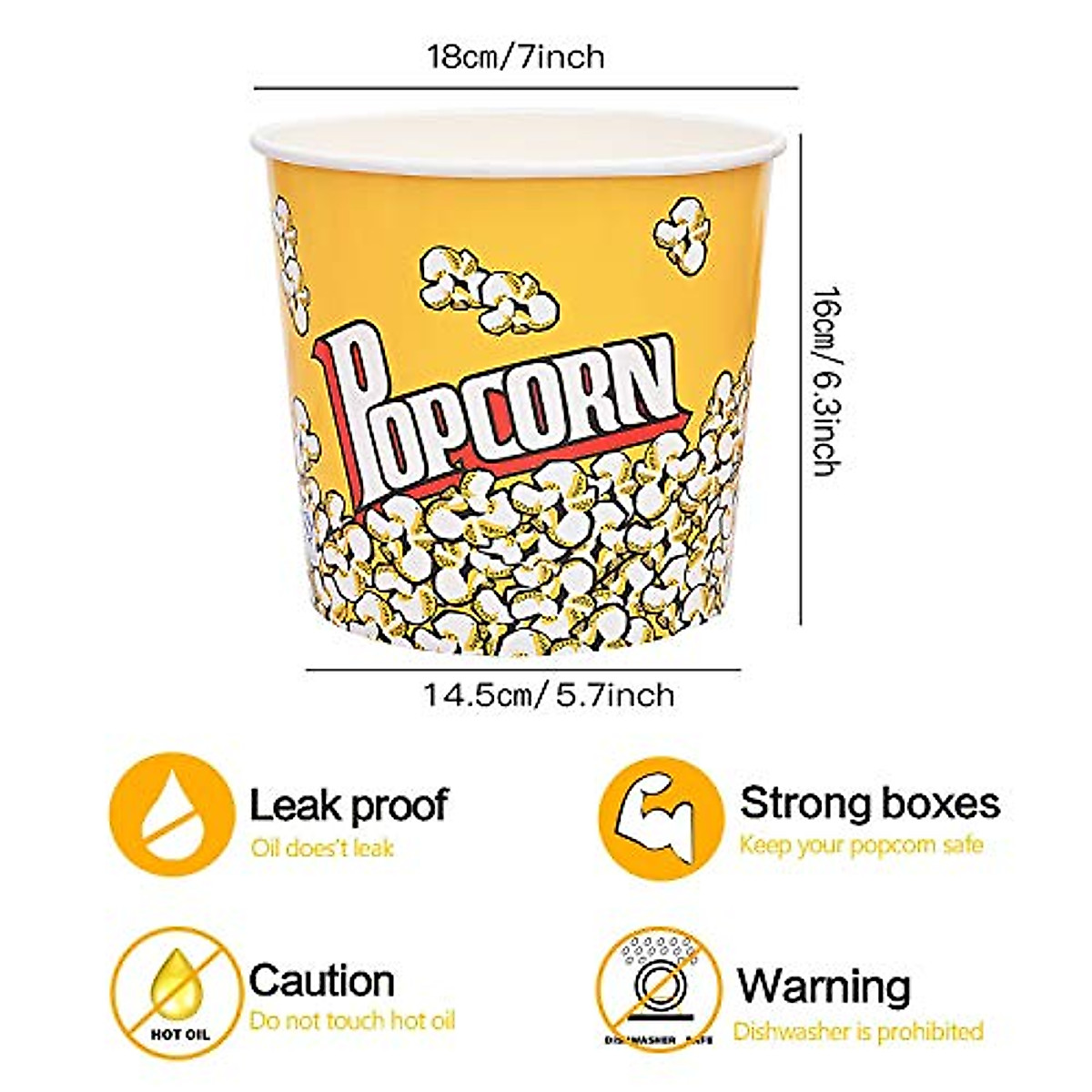 Coobbar 85oz Reusable Popcorn Containers - 10 Pack