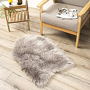 Teppich Wölkchen Faux Fur Rug | Sheep Skin Throw Rug | Washable Fluffy Area Rug, Fuzzy Shag Rug for The Living Room, Bedroom, Nursery Decor I Gray - 2x3ft Sheepskin