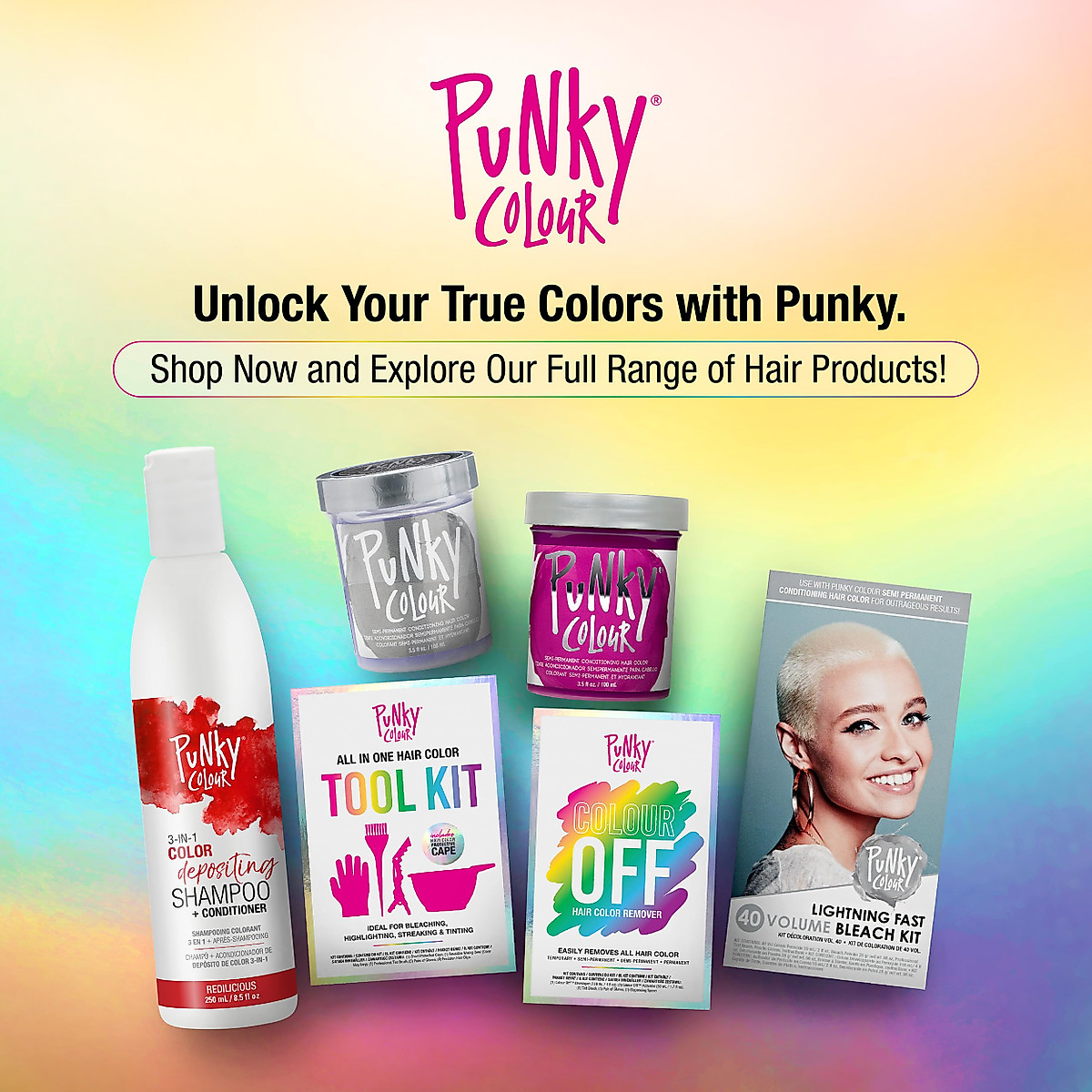 Punky Colour Off Hair Dye Remover Kit, Safely Removes Temporary, Semi-Permanent, Demi-Permanent, and Permanent Hair Colors, Easy and Gentle Hair Color Removal Solution