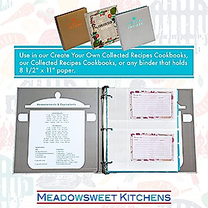 Recipe Card Protector Pages, 15 4" x 6" Clear Plastic Protectors Pages w/ 3 Punched Holes for Recipe Binder, Recipe Sleeves for 3-Ring Binders by Meadowsweet Kitchens