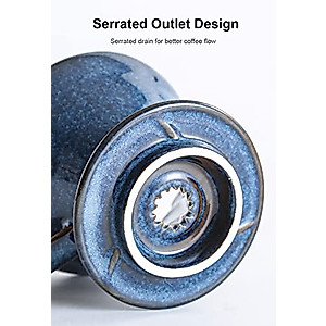 Ceramic Coffee Dripper Filter 60 Angle Tapered 02-4Cup Pour Over Coffee Ceramic Hand Brew Coffee Cup Retro Filter Set Reusable Portable Coffee Maker (2/4 People Large - Sky Blue)