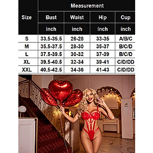 Avidlove Sexy Lingerie Set Lingerie Teddy One Piece Bodysuit Valentines Babydoll Red Small