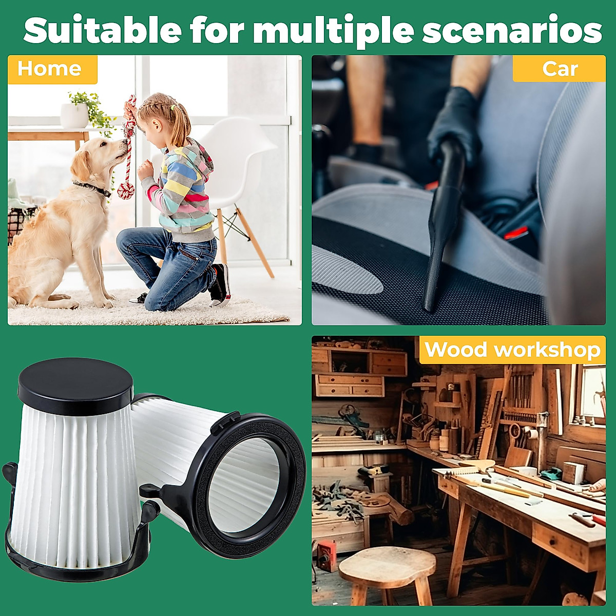 Dreyoo 2 Pack 3'' Replacement Dry Vacuum Filter Compatible with Milwaukee 49-90-1950 HEPA Filter Design for Use Compatible with M12 0850-20 Vacuum Cleaner