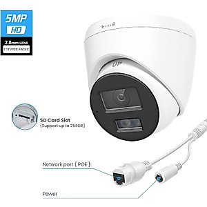 Anpviz 5MP IP PoE Turret Camera with Mic/Audio, Human & Vehicle Detection, Wired Security Camera Outdoor, 100ft Clear Night Vision, 120dB Ture WDR, IP67 Waterproof, SD Card Slot (up to 256GB)