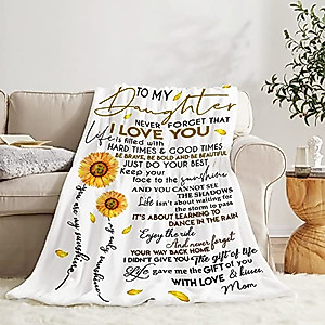 321DESIGN Sunflower Love Letter to My Daughter Fleece Flannel Throw Blanket Sherpa Microfiber Lightweight Plush for Couch Bed Sofa Car Kids Adults Pets All Seasons Multi-Size 50x40IN for Kids