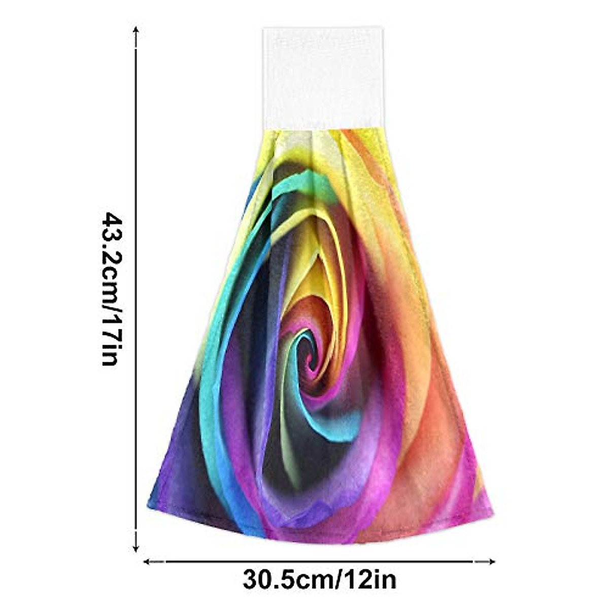 YPPAHHHH Colorful Rainbow Flower Rose Kitchen Hand Towel Set of 2 Hanging Towel with Loop Absorbent Tie Towels Dish Cloth Washcloth for Bathroom Laundry Room Tabletop