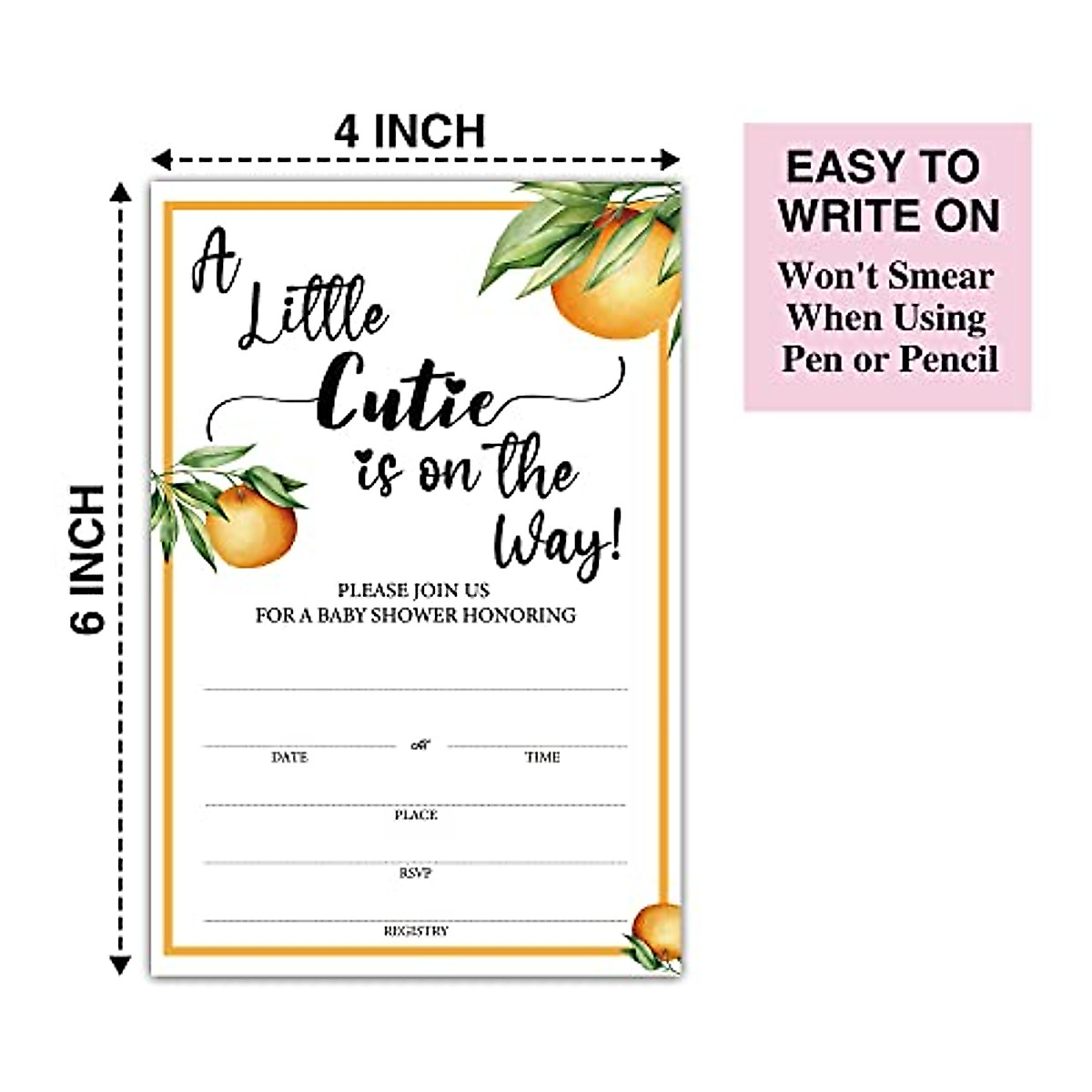 Nopoben Baby Shower Invitations and Envelopes, Cutie Baby Shower Invitations, Greenery Baby Shower Gender Reveal Party Supplies 25 Cards With Envelopes -(020bbyaoqing)