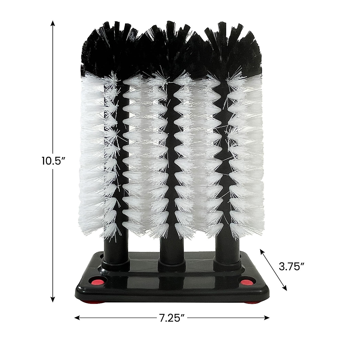 Anchorton Glass Washer Brush - 3 Brush Bar Glass Cleaner - Brushes for Large Cups Glasses and Bottles - Suction Cups for Stable Grip on Sink, Bar and Kitchen Top - Includes Cleaning Cloth