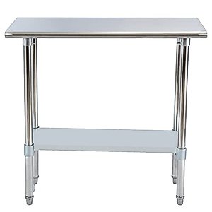 Stainless Steel Work Table w/Undershelf,30" x 18" inch Commercial Kitchen Work & Prep Table for for Restaurant, Home and Hotel.