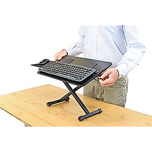 KT3 Ergonomic Computer Keyboard Stand Adjustable Height Angle Negative Tilt for standing up raise keyboards to standing height sit stand up on desk riser holder tray platform lift above desk black