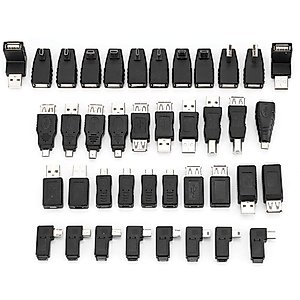Eboxer Pack of 40 Multiple USB2.0 Adapters Micro/ Mini/ Type-B/ Male/ Female Converters Connectors for Laptop Computer Mobile Hard Drives
