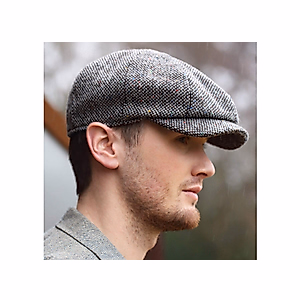 Hanna Hats Men's Donegal Tweed JP Cap Gray Salt & Pepper Medium