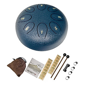 REGIS rain drum for outside，Steel Tongue Drum 8 Notes 6 Inches Chakra Tank Drum Steel Percussion Padded Travel Bag and Mallets，Musical Education Entertainment Meditation Yoga Zen Gifts (Navy)