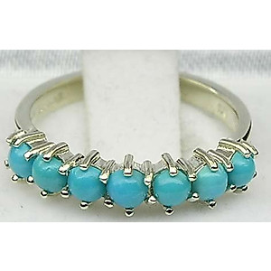 LetsBuyGold 925 Sterling Silver Real Genuine Turquoise Womens Anniversary Ring - Size 8
