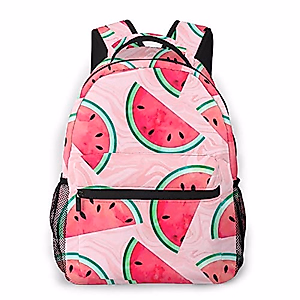 Dujiea Backpacks for Kids Pink Watermelon Slice Waterproof Book Bags for Laptop, Women Casual Daypacks School Rucksack Travel Backpack for Children Toddler 1th- 6th Grade Girls Boys