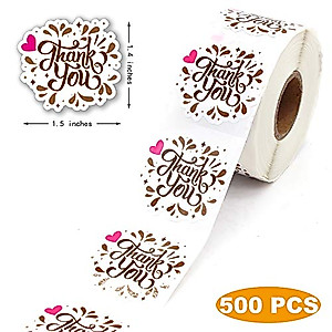 Muminglong 500 PC,Thank You Cute Stickers, Small Shop Stickers, Small Business, Thank You Sticker, Packaging Sticker, 1.5 Inch (Brown)